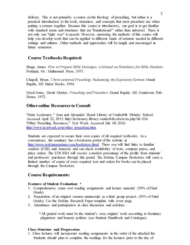 Basic Preaching Course for Master of Divinity Students